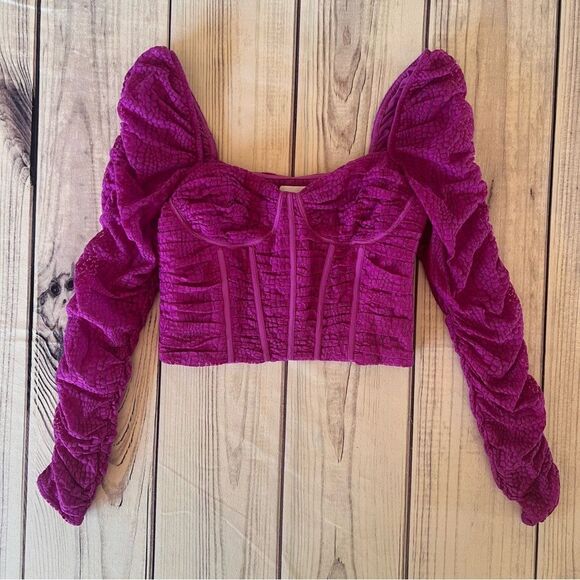 SAYLOR | Tops | Saylorwylder Purple Lace Long Sleeve Bustier Corset ...
